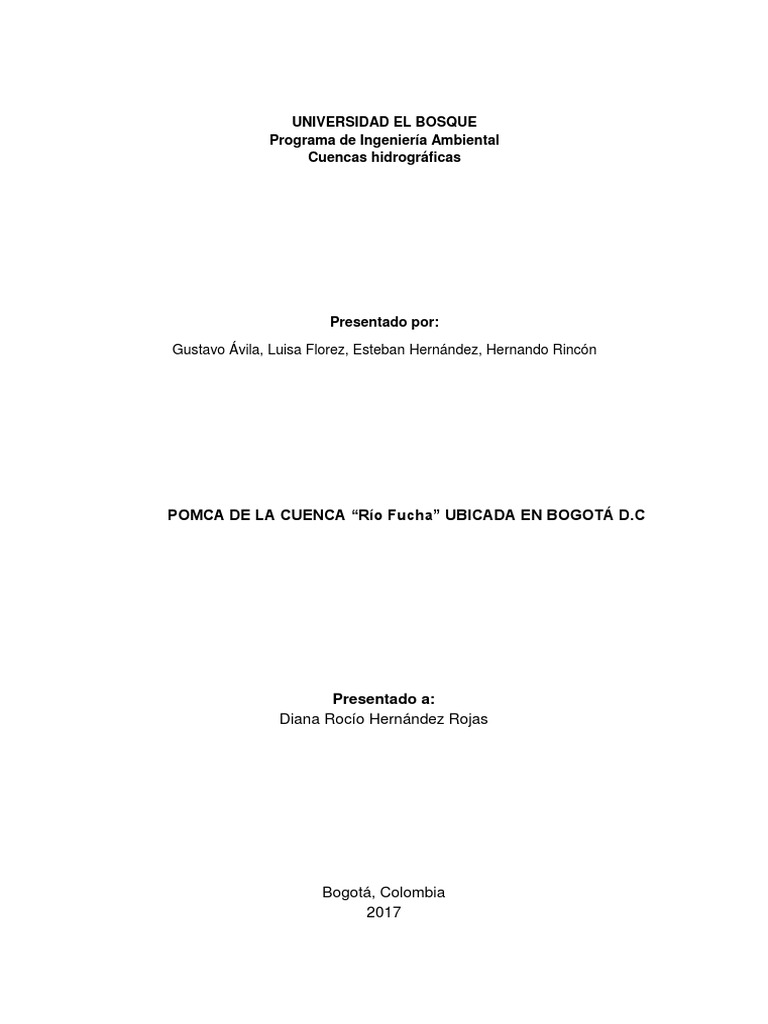 POMCA Cuenca Río Fucha: Estrategias Ambientales | PDF | Bogotá | Río
