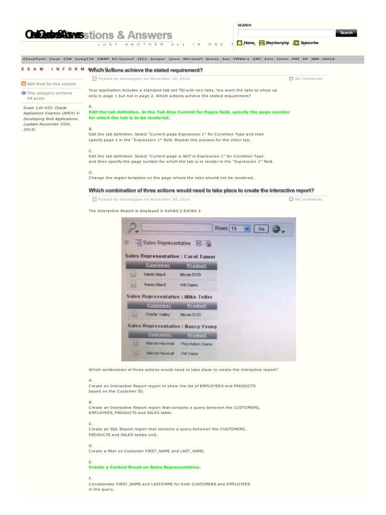 Exam 1z0 450 Oracle Application Express Apex 4 Developing Web Applications Update November 25th ...