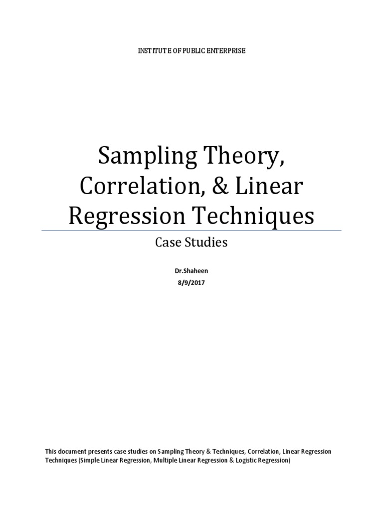 Unit II & III - Case Studies - Sampling, Correlation, & Linear ...