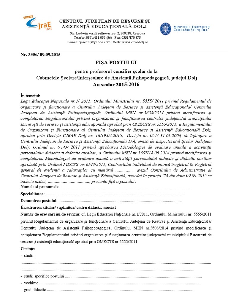 Fisa de Post CSAPP1 PDF | PDF