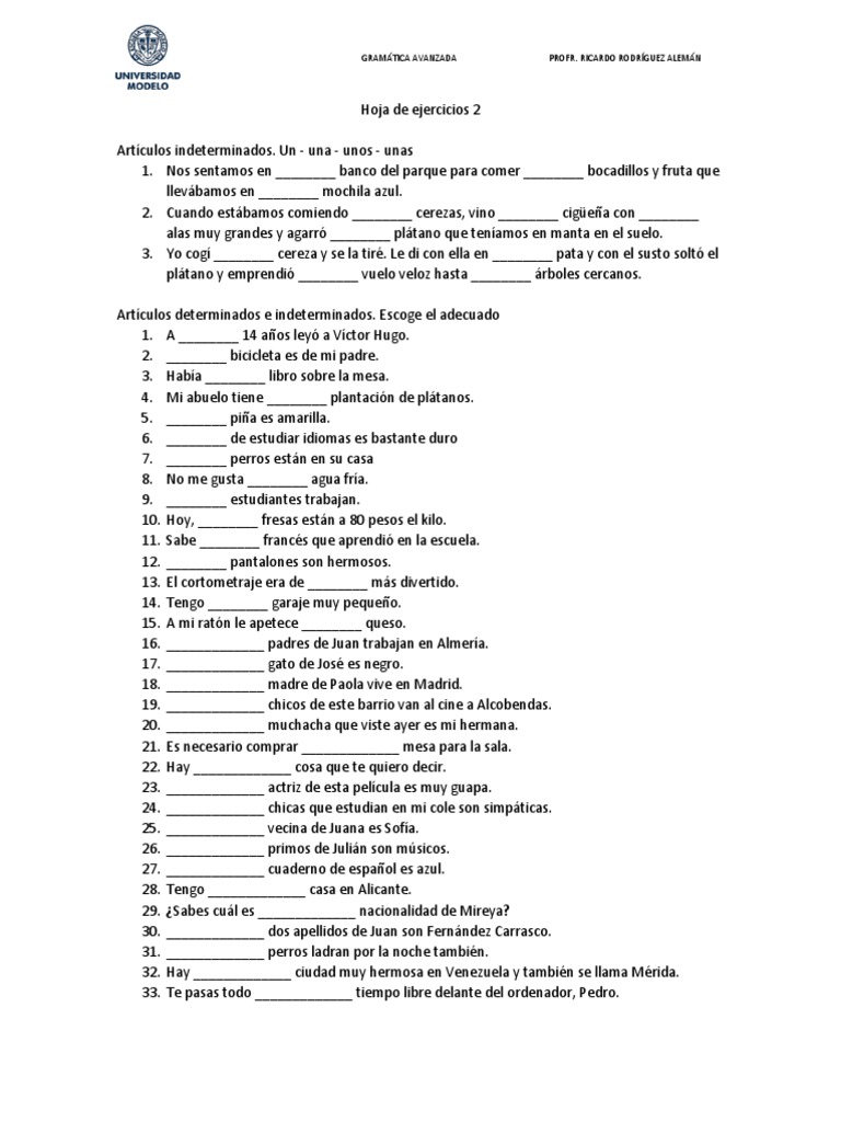 Ejercicios Artículos 1 - ByU 2019 | PDF | Belice | Guatemala