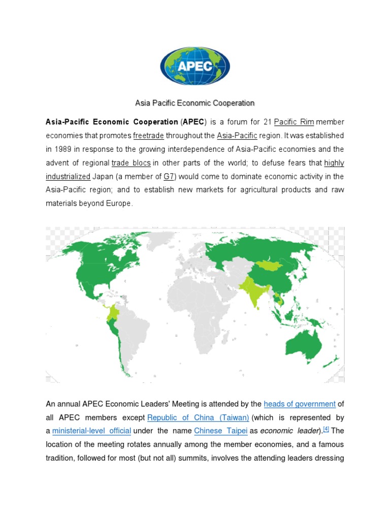 APEC Word Final | PDF | Asia Pacific Economic Cooperation | International Relations