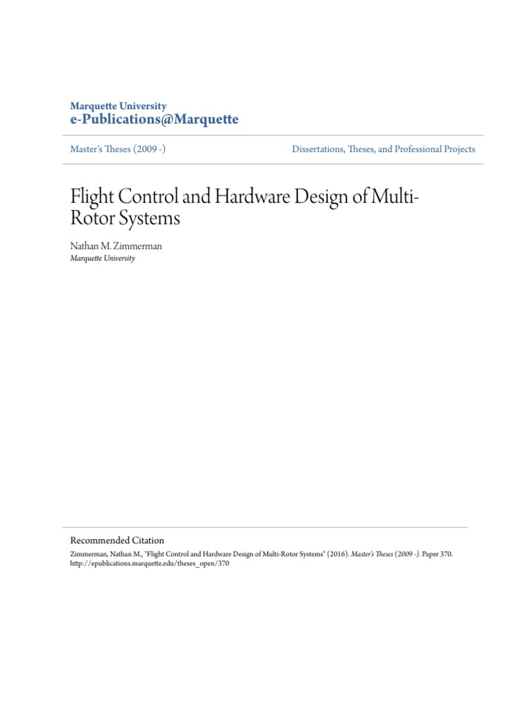 Flight Control and Hardware Design of Multi-Rotor Systems | PDF ...