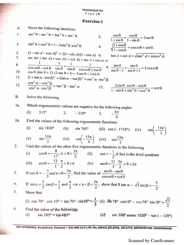 Trigonometry Material | PDF