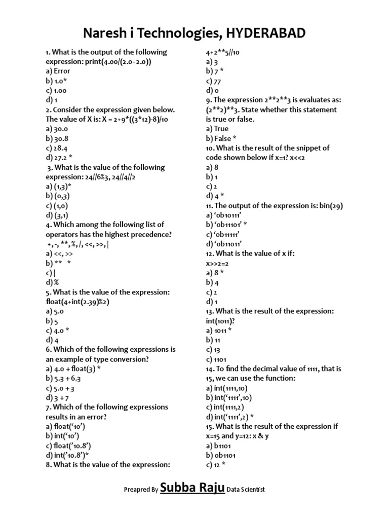 Python Test 11am | PDF | Integer (Computer Science) | Computer Engineering