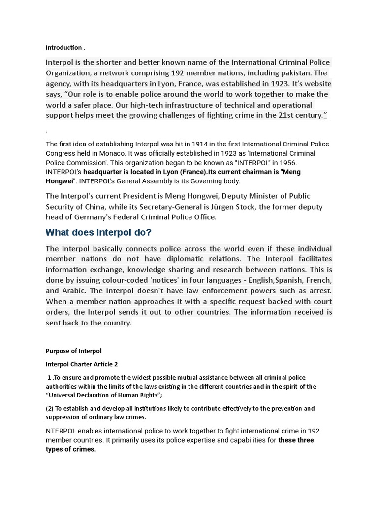 Interpol | PDF | National Security | Criminal Law