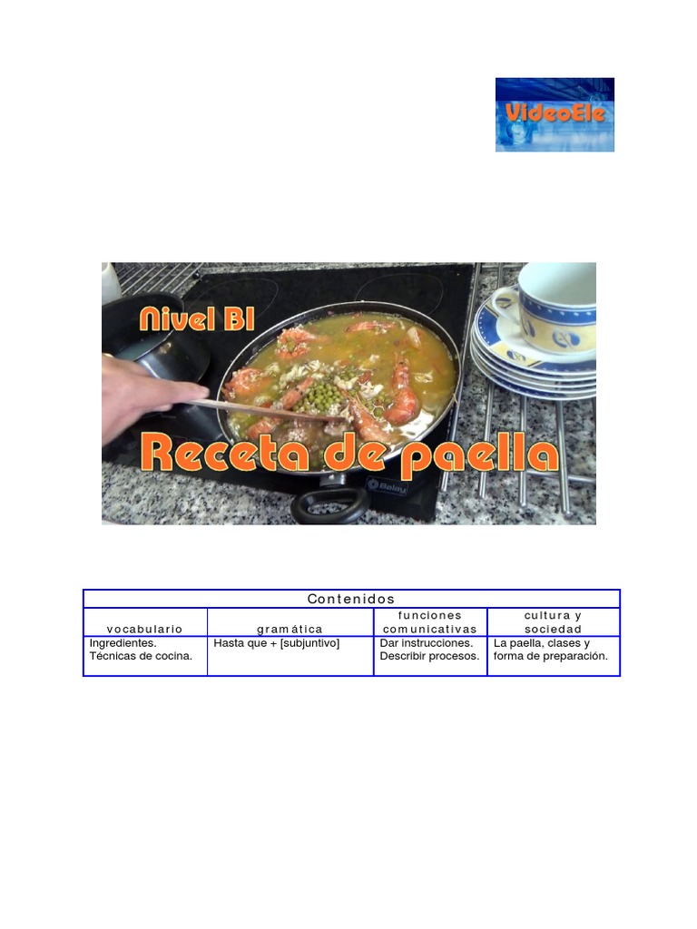 B1 Receta Paella Actividad | PDF | Cocina | Alimentos
