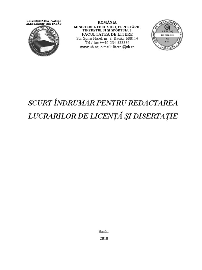 Ghid - Lucrare de Licenta-Disertatie | PDF