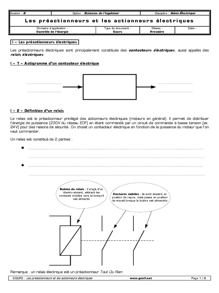 Préactionneurs et Actionneurs Électriques | PDF | Machine électrique | Relais électromécanique