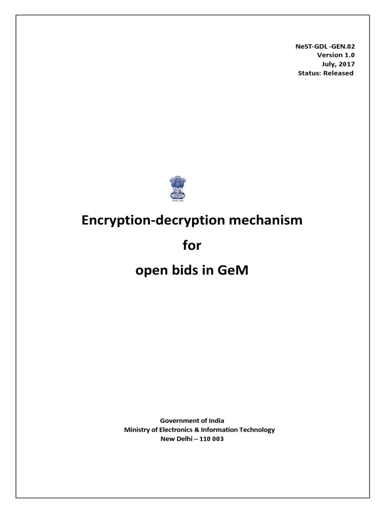 Encryption-Decryption Mechanism For Open Bids in GeM | PDF | Public Key Cryptography | Key ...