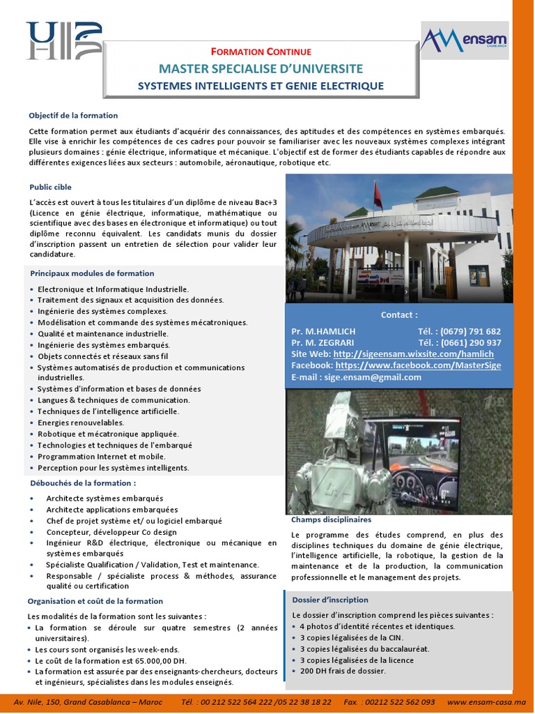 Master en Systèmes Intelligents et Génie Électrique | PDF ...