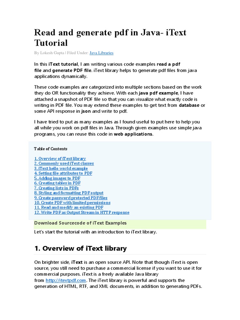 Itextpdf Java Web Pdf Java Programming Language Library Computing 7372