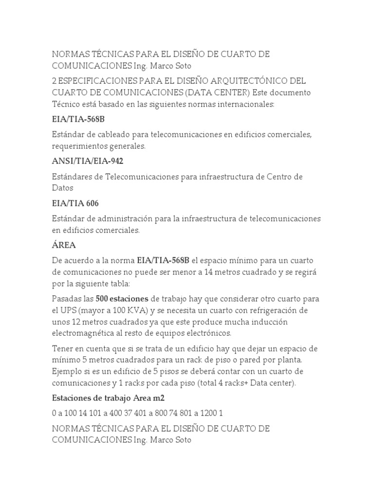 Normas Técnicas Para El Diseño de Cuarto Datos | PDF | Science ...