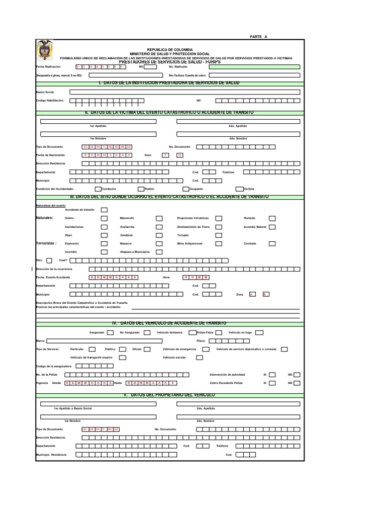 Formulario Unico de Reclamaciones FURIPS | PDF | Bienestar | Medicina