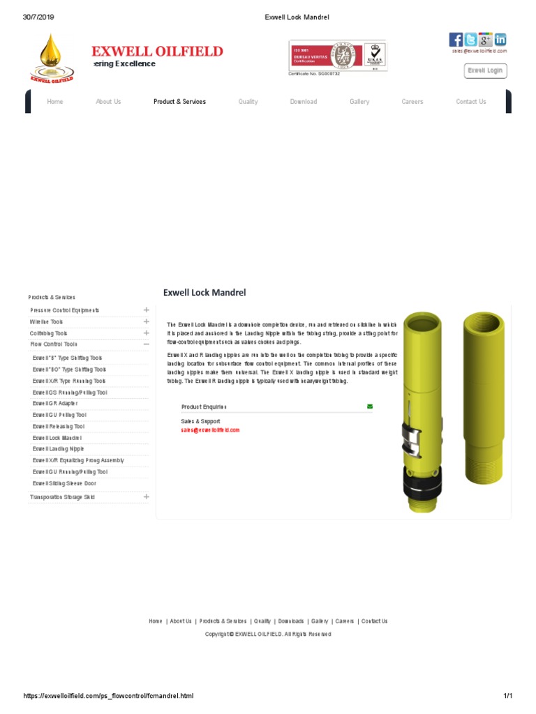 Exwell Lock Mandrel | PDF | Manufactured Goods | Civil Engineering