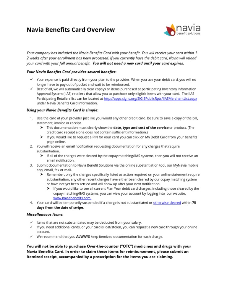 Navia Benefits Card User Guide | PDF | Over The Counter Drug | Invoice