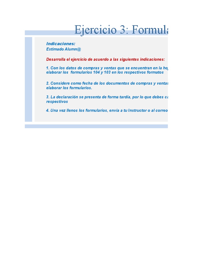 3 Ejercicio Formularios 104 y 103 | PDF | Impuesto al valor agregado ...