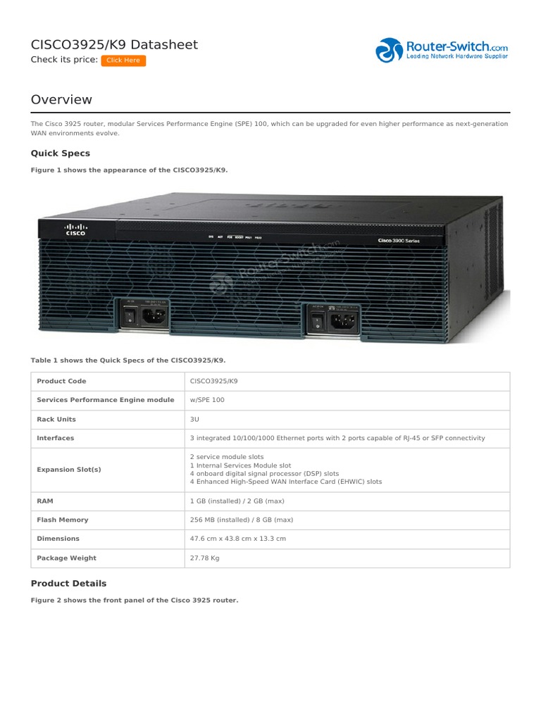 Cisco3925 k9 DDDT | PDF | Cisco Systems | Network Switch