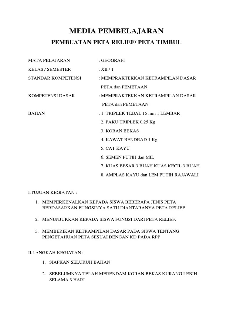 Contoh Media Pembelajaran Membuat Peta Relief | PDF