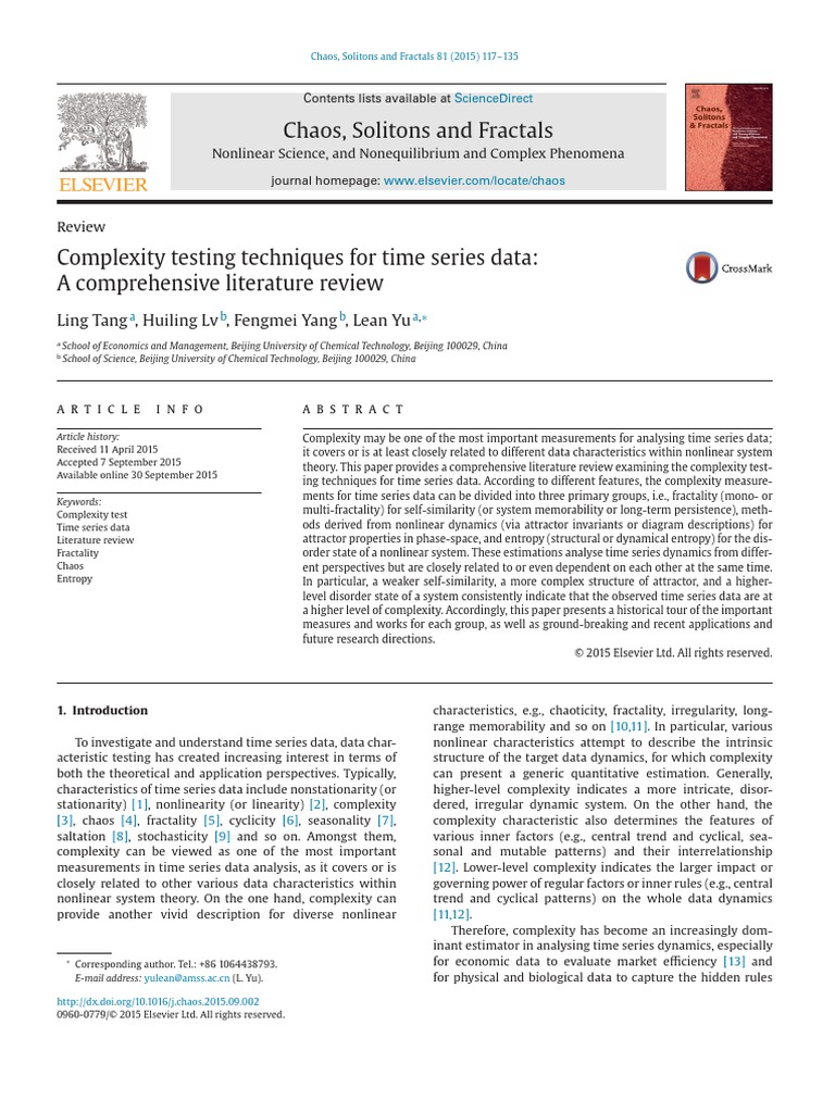 Complexity Testing Techniques For Time Series Data | PDF | Time Series ...