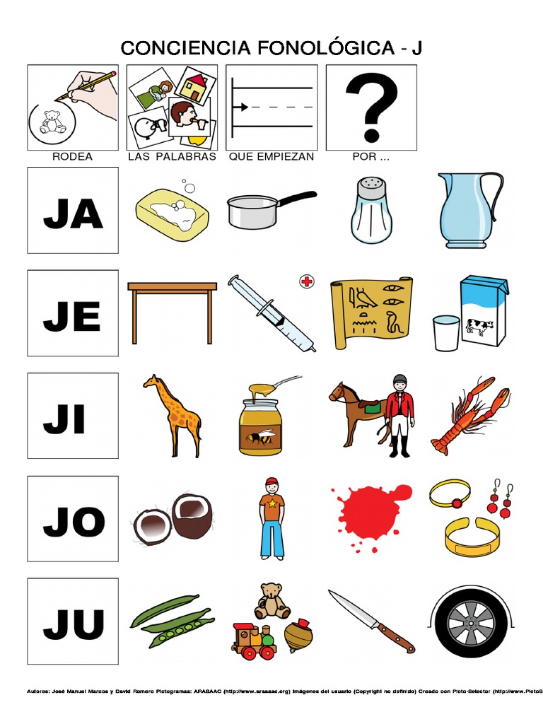 Actividades de Conciencia Fonológica J | PDF