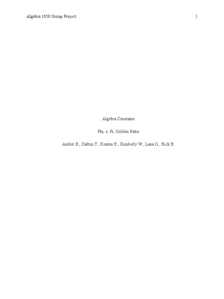 Algebra 1050 Group Paper | PDF | Pi | Numbers