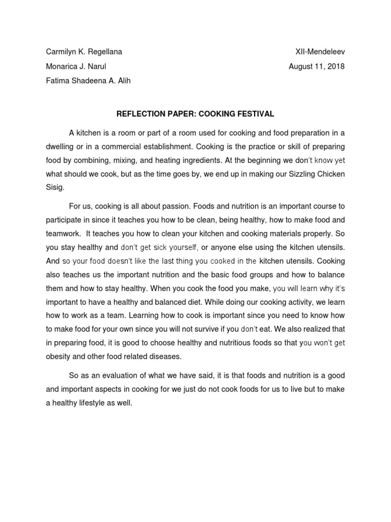 Learning Life Skills Through Cooking: A Reflection on Teamwork ...