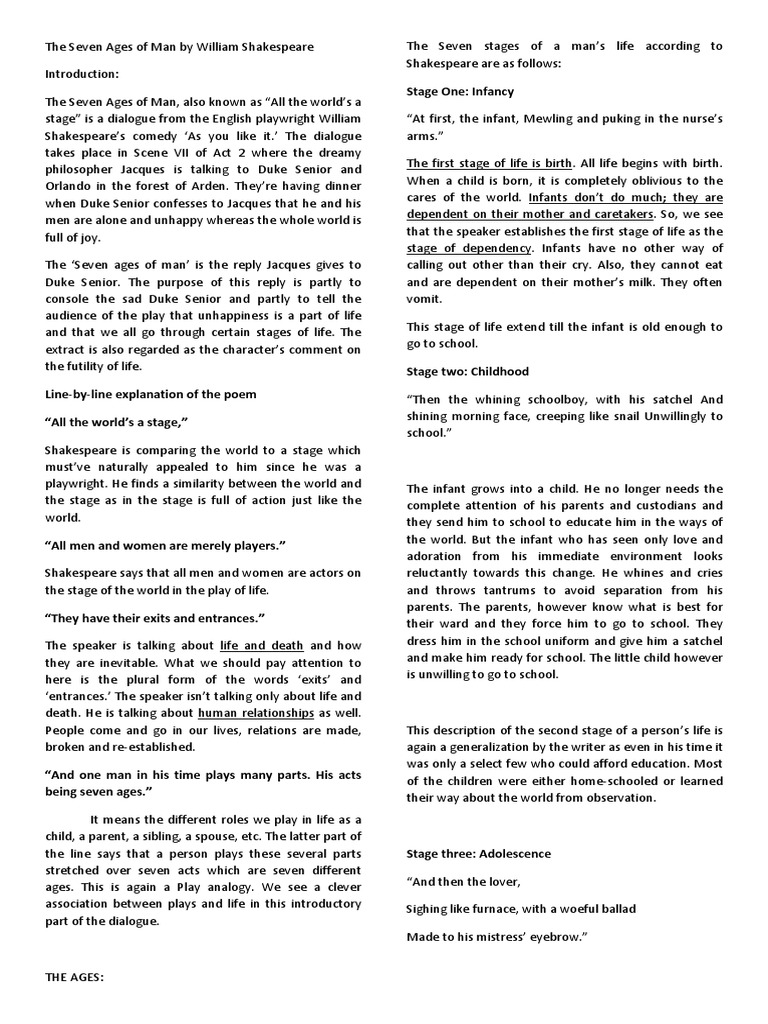 The Seven Ages of Man | PDF | As You Like It