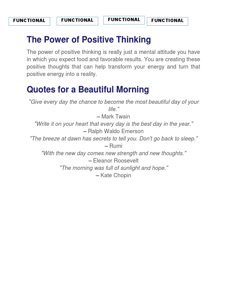 The Power of Positive Thinking: Functional Functional Functional ...