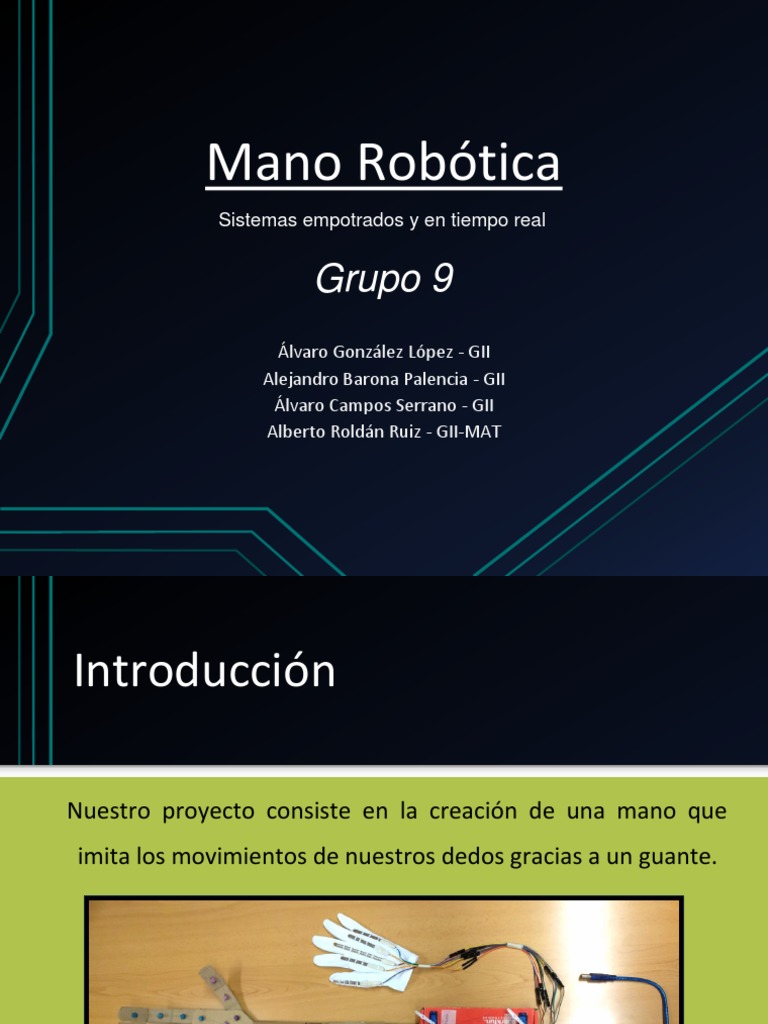 Mano Robotica Arduino Presentacion | PDF | Ingeniería Informática | Informática