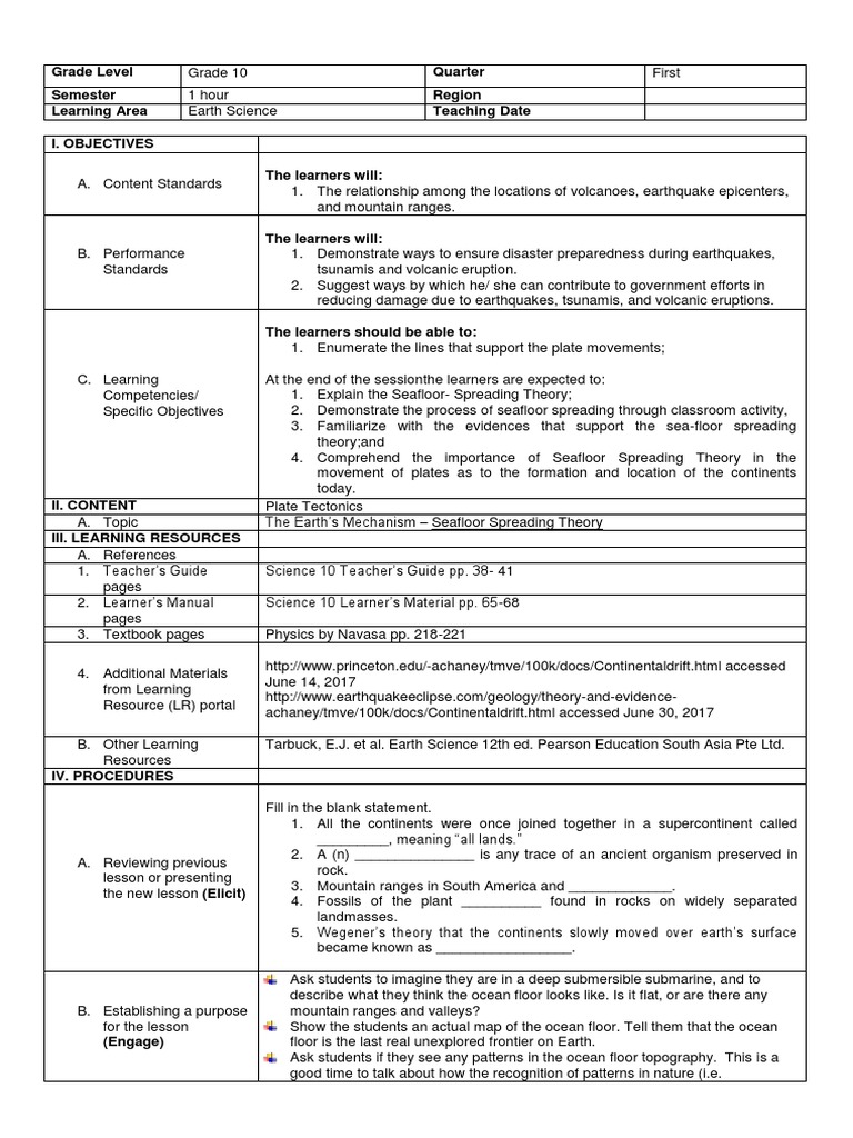 Lesson Plan Seafloor | PDF | Geology | Global Natural Environment