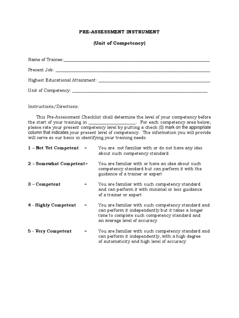 OK Pre Assessment Checklist | PDF | Business