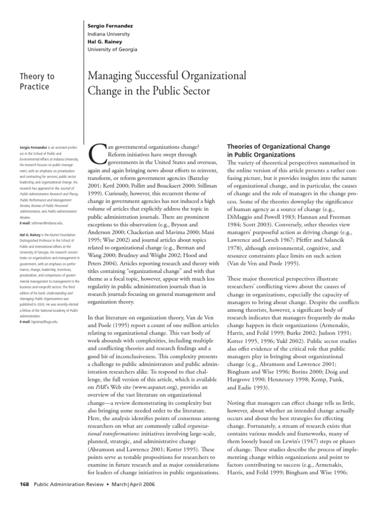 Public Sector Change Strategies | PDF | Leadership | Public Administration