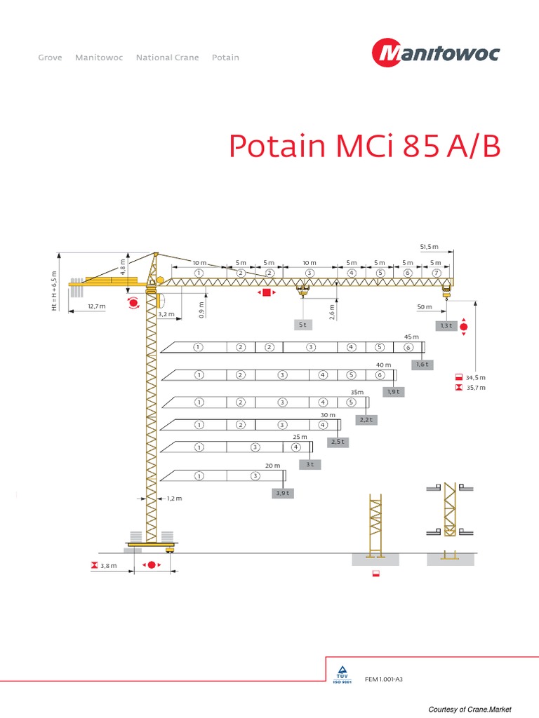 Potain MCi 85 A/B tower crane technical specifications | PDF | Transport | Nature