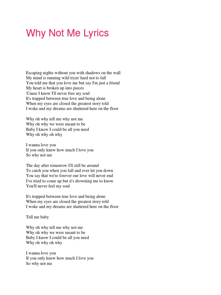 Why Not Me Lyrics | PDF