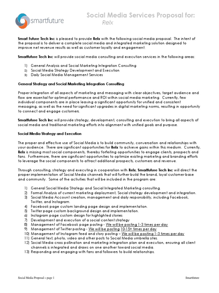 Sample Social Media Proposal | PDF | Social Media | Popular Culture ...