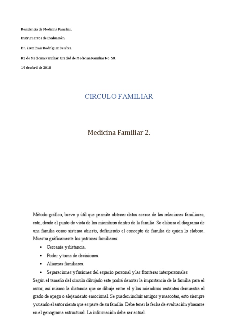 Círculo Familiar en Medicina Familiar | PDF | Relaciones personales ...