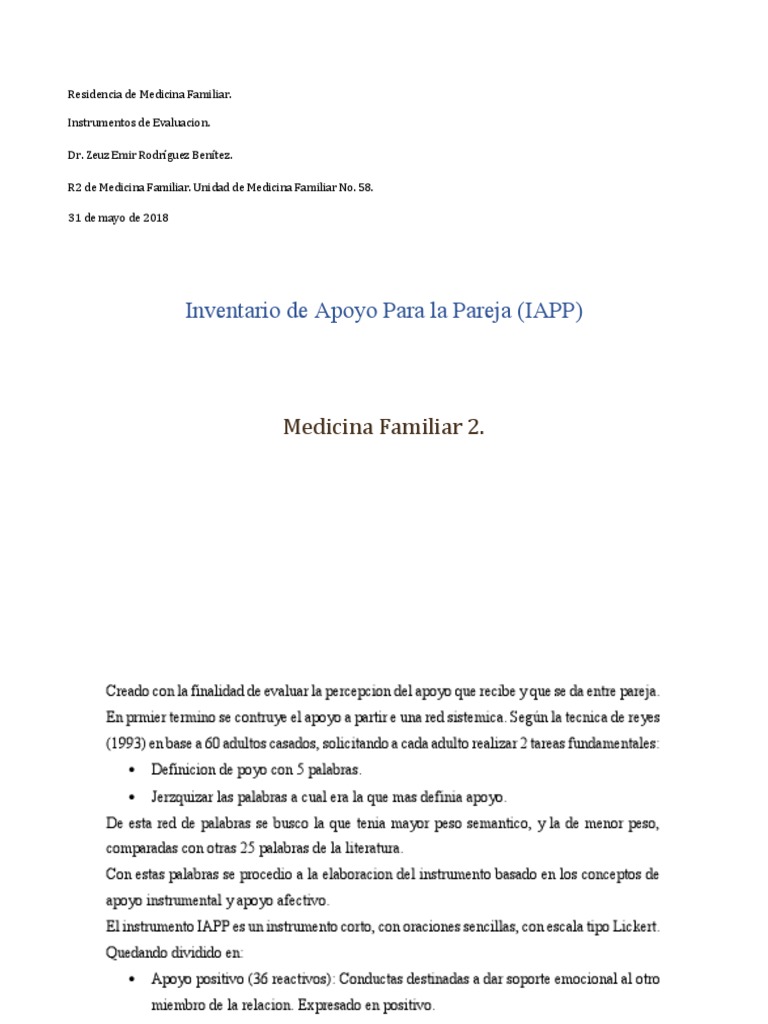 Inventario de Apoyo para La Pareja (IAPP) | PDF