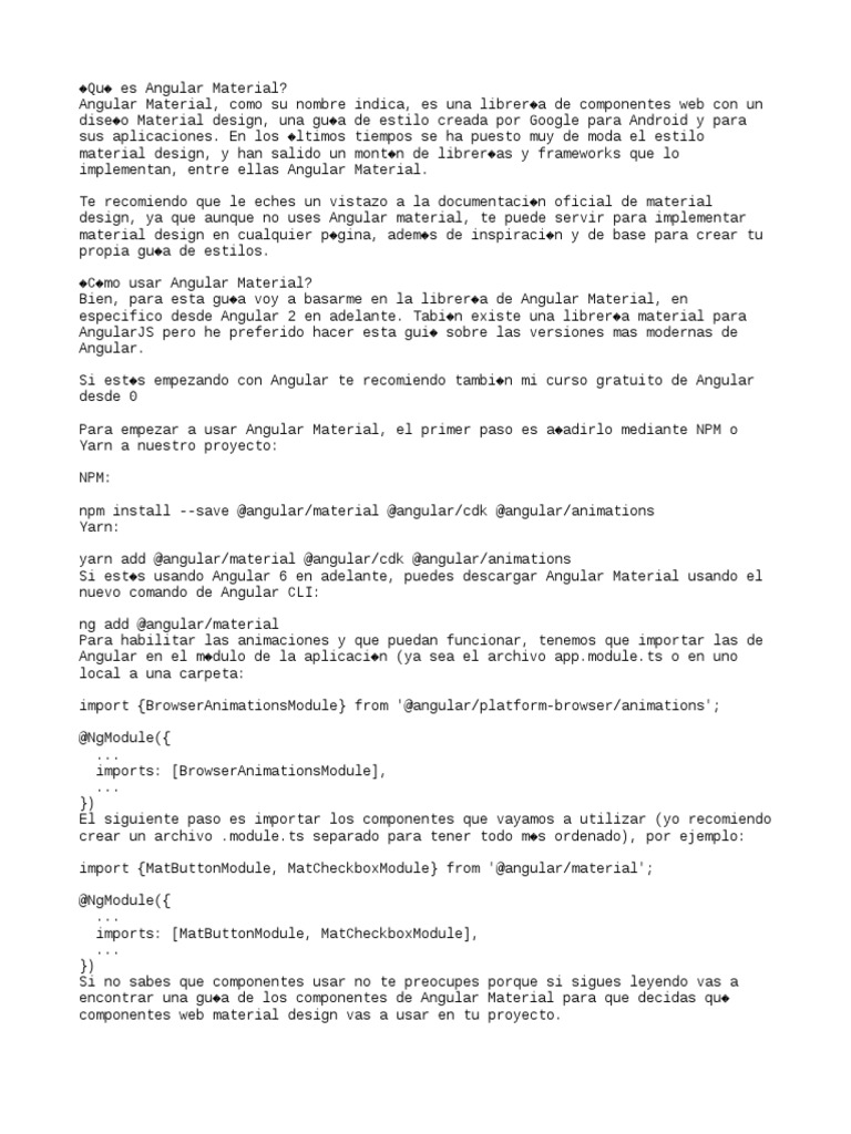 Angular Material | Descargar gratis PDF | HTML | Ingeniería de software