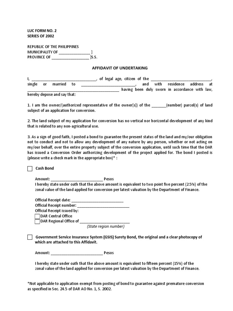 Undertaking | PDF | Affidavit | Surety Bond