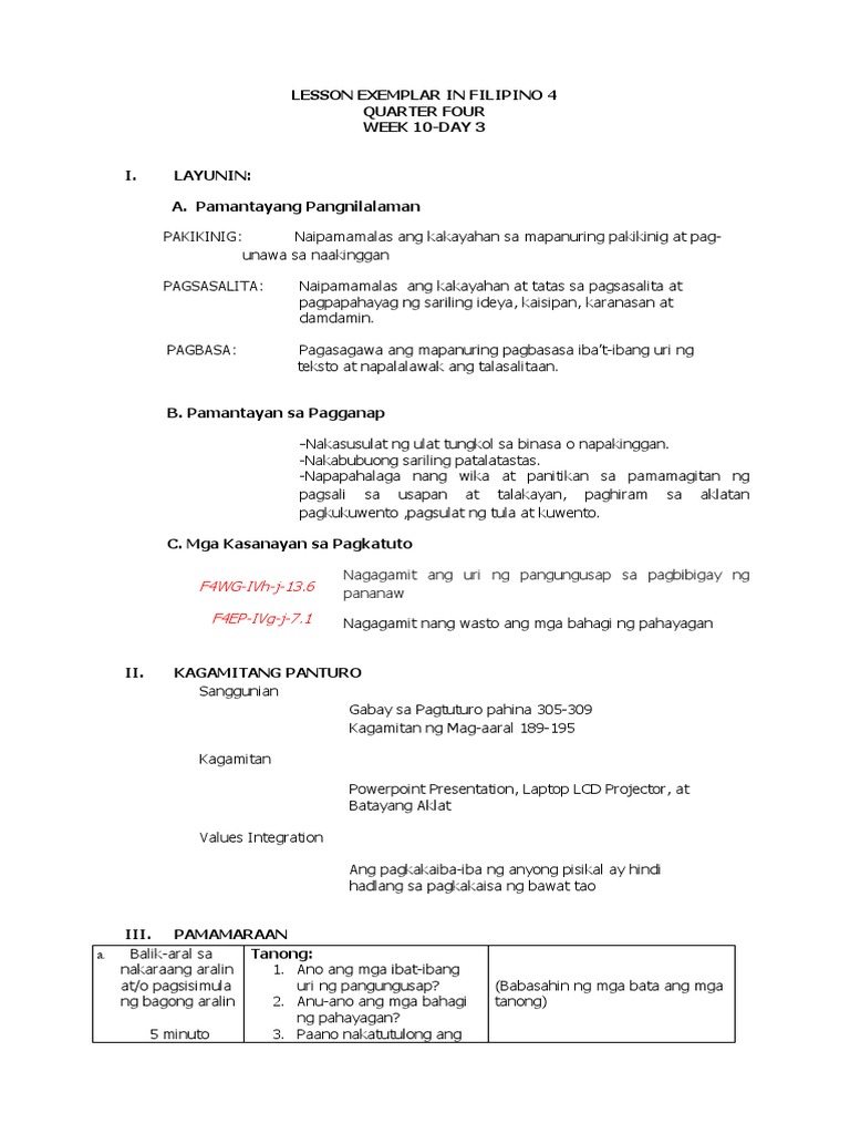 NEW Grade 4 Lesson Exemplar | PDF