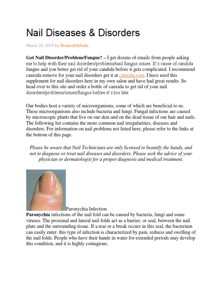 Common Nail Diseases and Disorders | PDF | Nail (Anatomy) | Infection