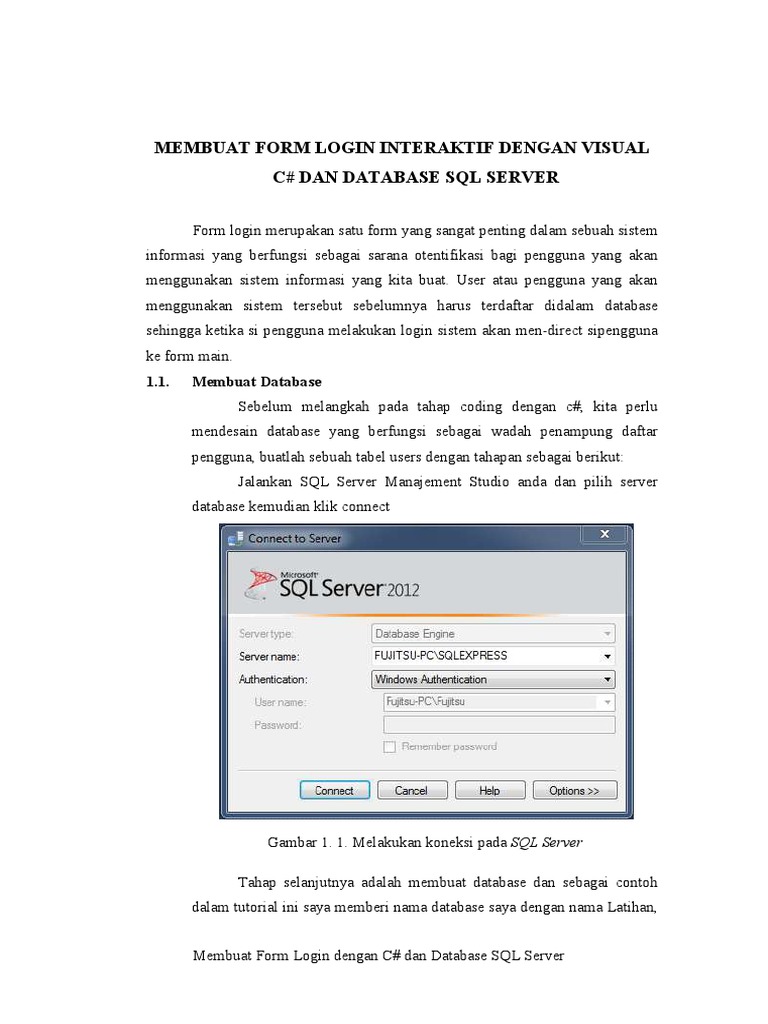 Form Login C# dengan SQL Server | PDF