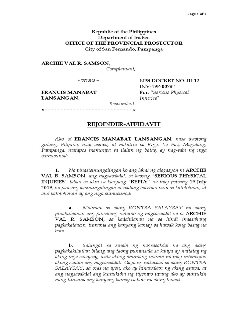Rejoinder Affidavit | PDF