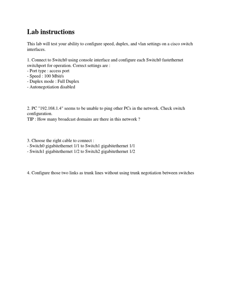 Switch Interfaces Configuration | PDF | Network Switch ...