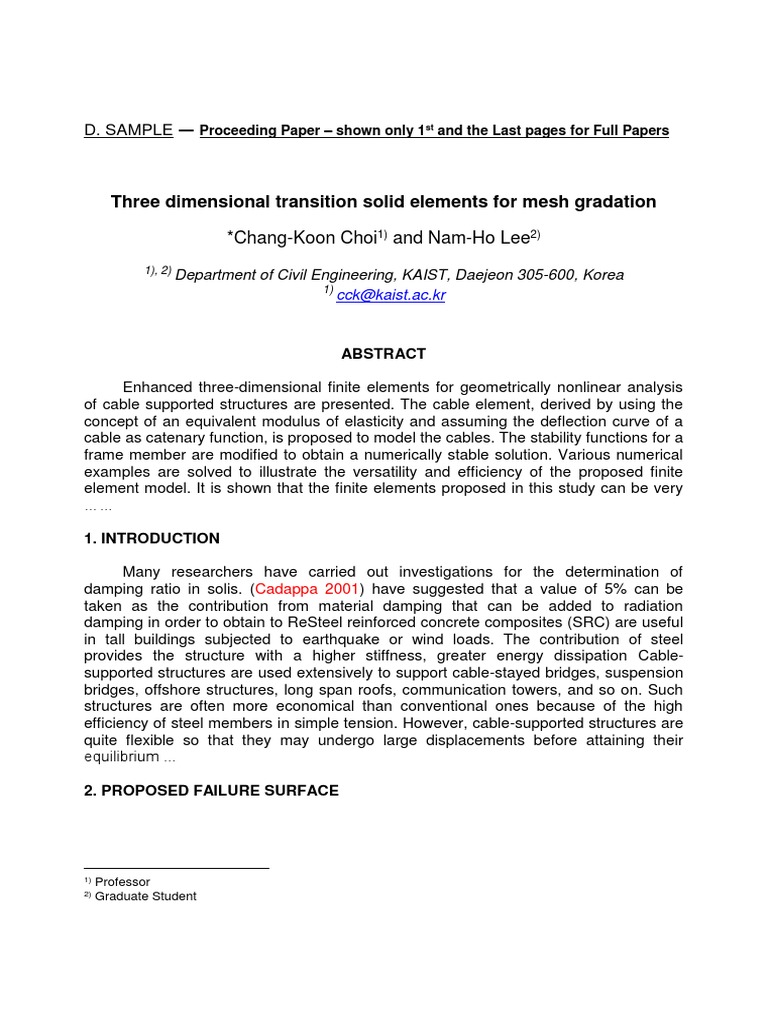 SAMPLE - Proceeding Paper | PDF | Young's Modulus | Finite Element Method