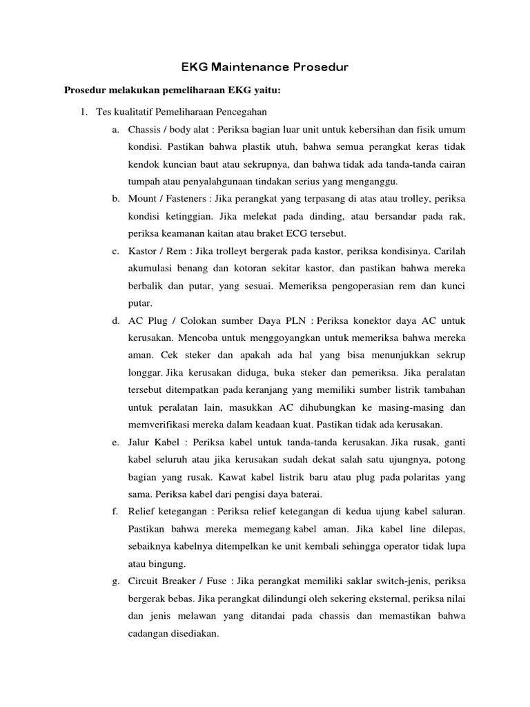 EKG Maintenance Prosedur | PDF