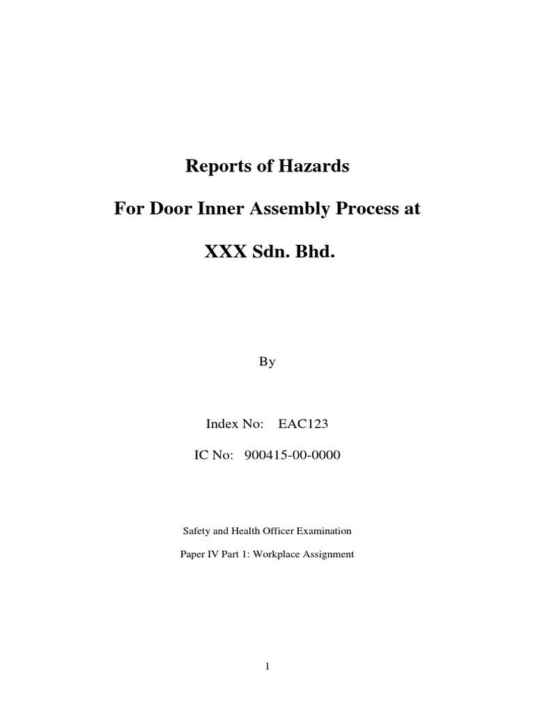 Workplace Assignment (WPA) Paper 4 SHO NIOSH | PDF | Occupational ...