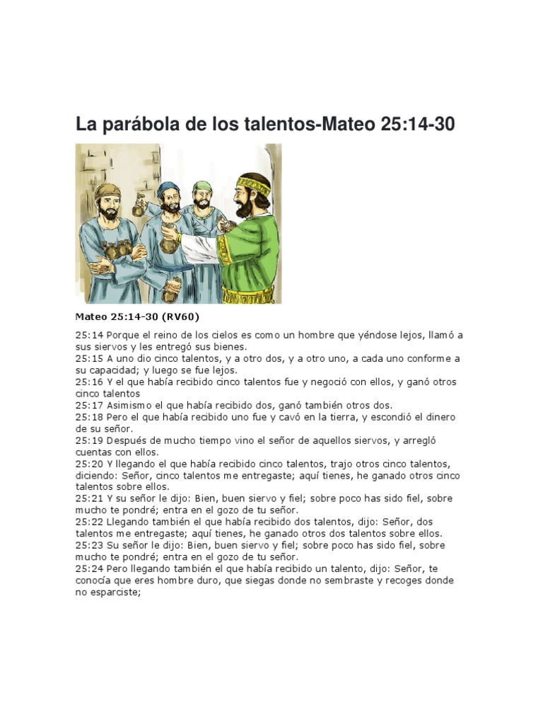 La Parábola de Los Talentos | PDF | Cristo (título) | Jesús