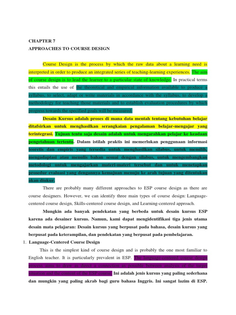 ESP Approaches To Course Design | PDF
